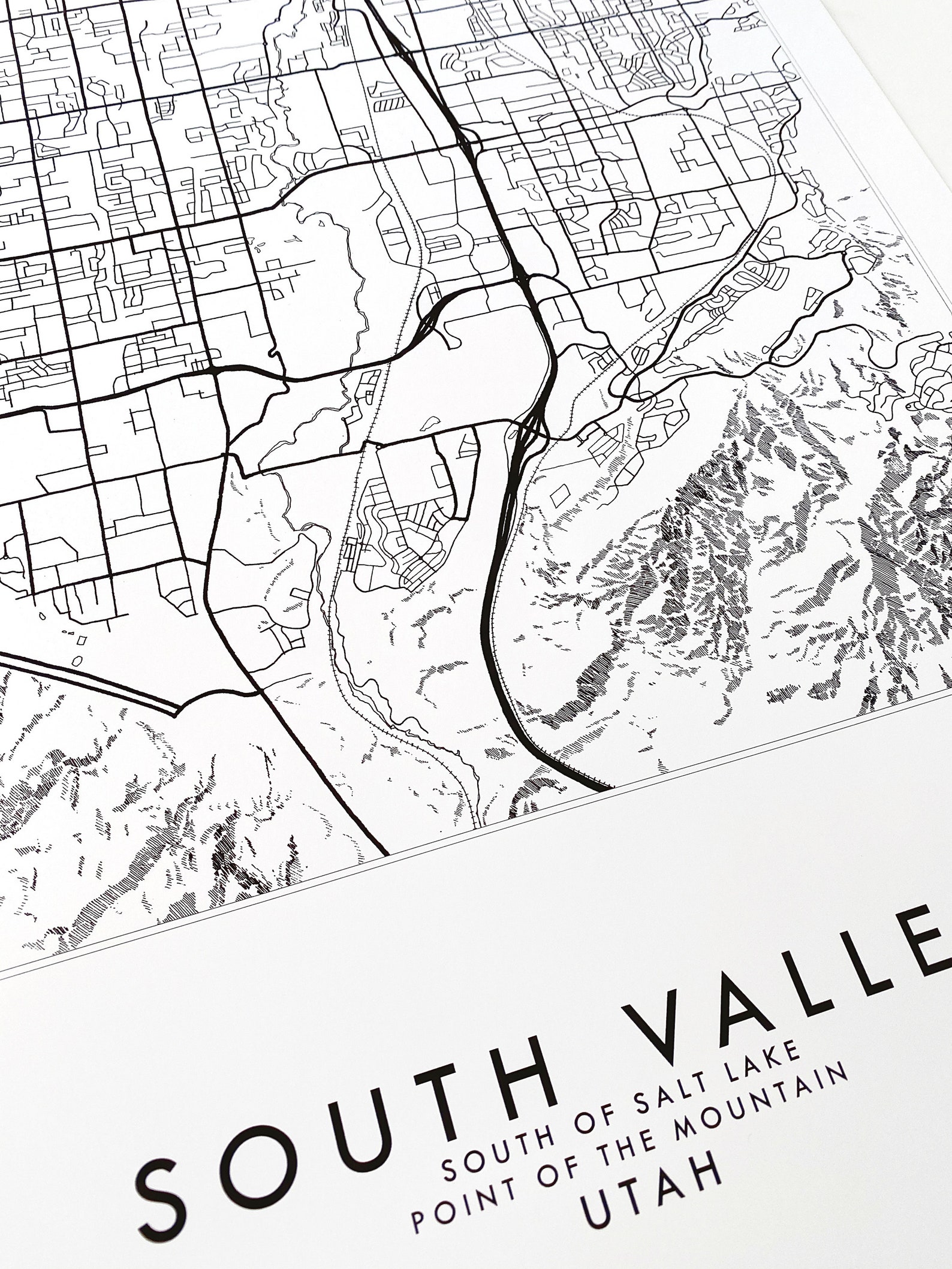 SOUTH of Salt Lake VALLEY Point of the Mountain Map Hand Drawn | Etsy