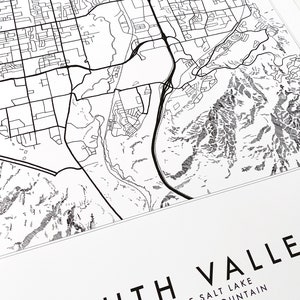 SOUTH of Salt Lake VALLEY Point of the Mountain Map Hand Drawn ...