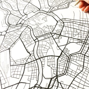 VIENNA Map Hand Drawn Street Map AUSTRIA City Map Drawing Black and ...