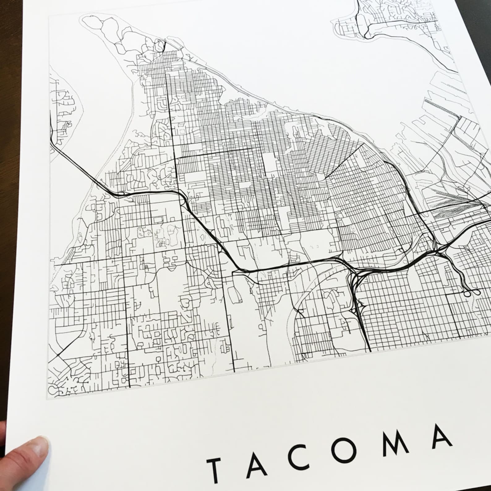 TACOMA Map Street Map WASHINGTON City Map Drawing Black and - Etsy