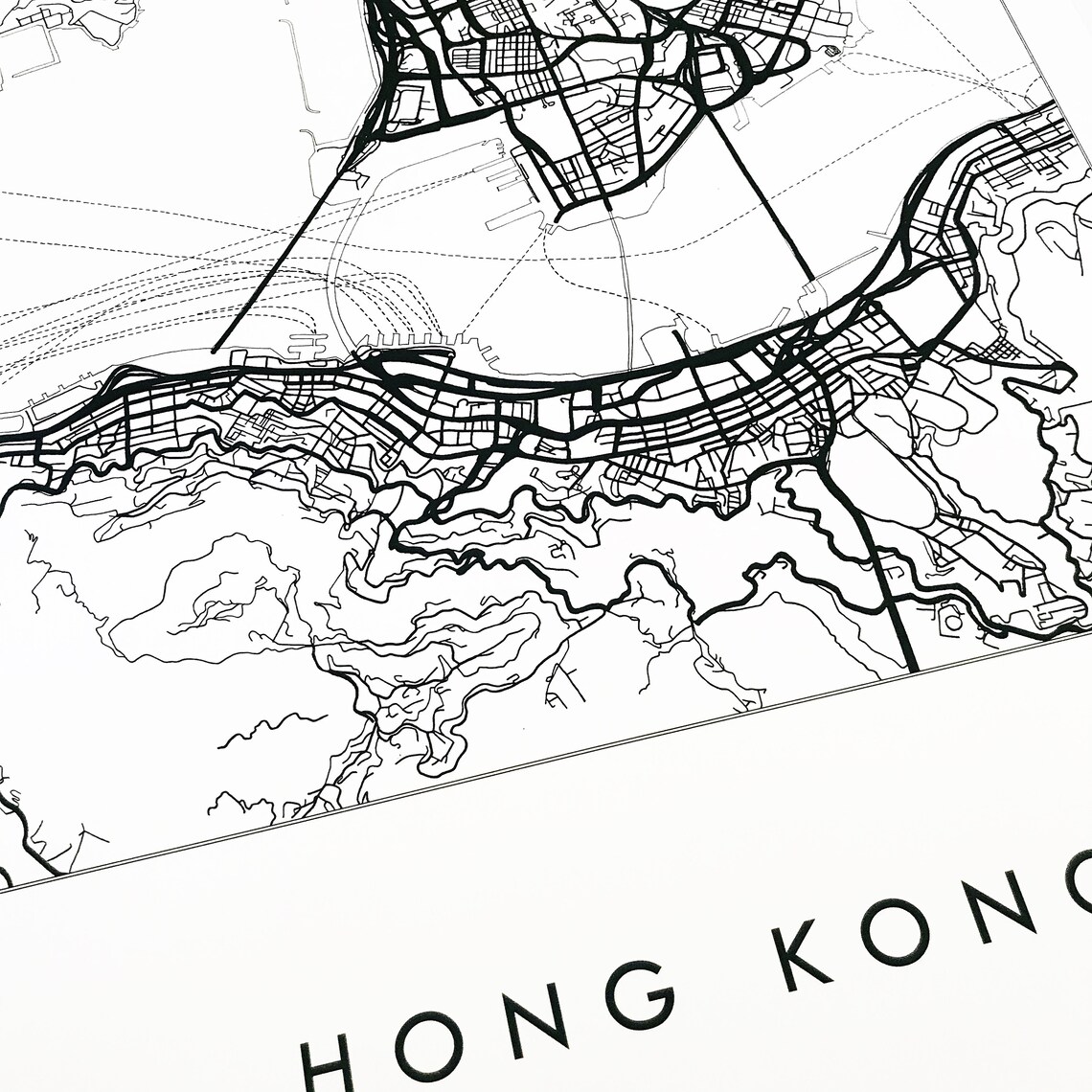 HONG KONG Map Hand Drawn Street Map China City Map Drawing - Etsy