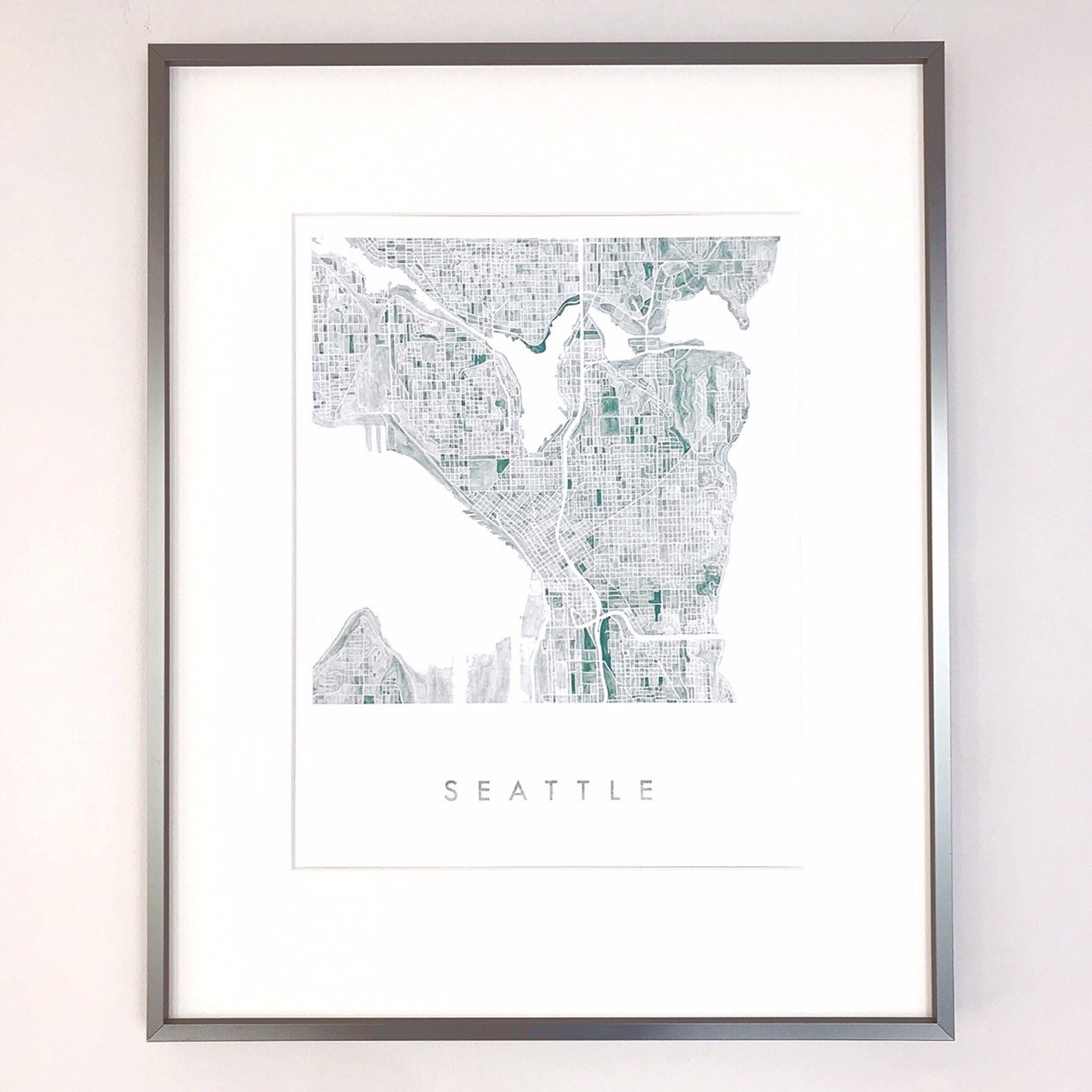 SEATTLE Lake Union Map Watercolor Print WASHINGTON City Block | Etsy