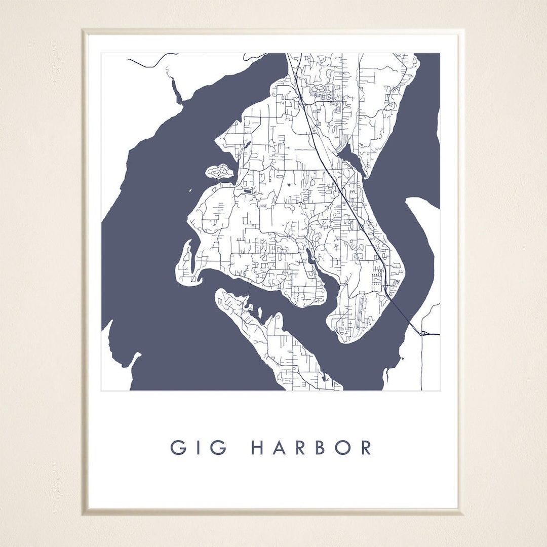 GIG HARBOR Map Hand Drawn Street Map WASHINGTON City Map Drawing ...