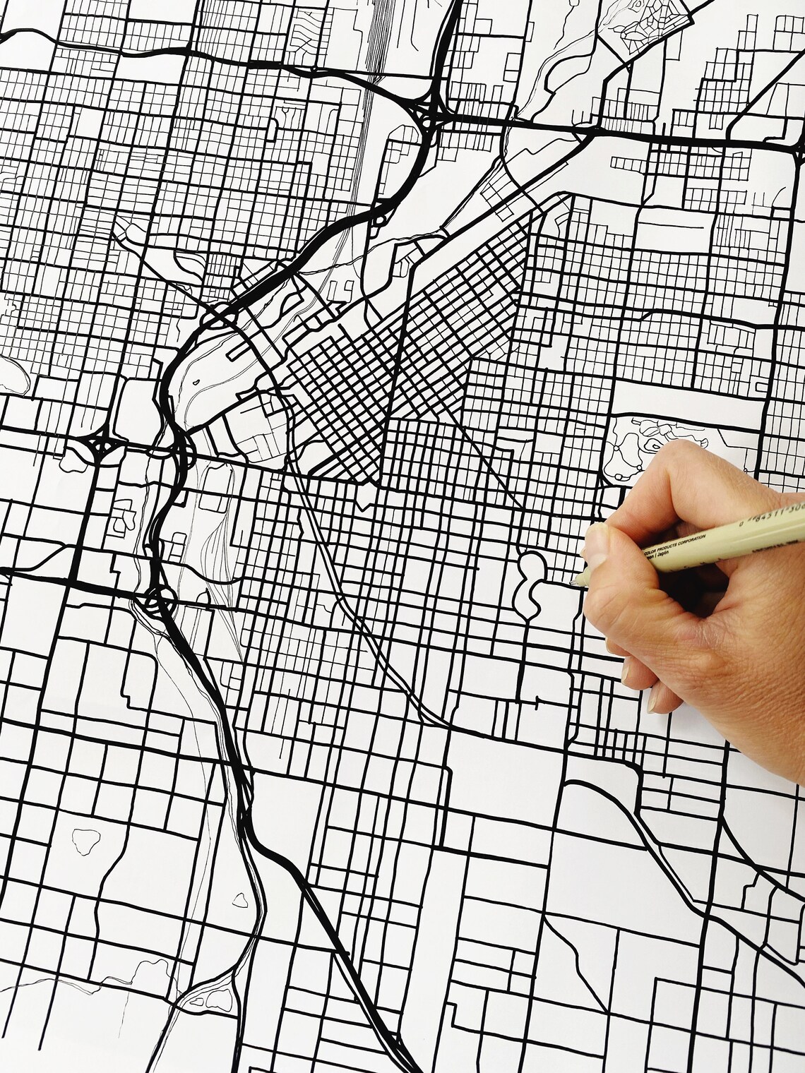 DENVER Watercolor Map POSTCARD Colorado City Map Block Plan Wedding ...