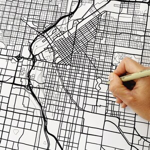 DENVER Watercolor Map POSTCARD Colorado City Map Block Plan Wedding ...