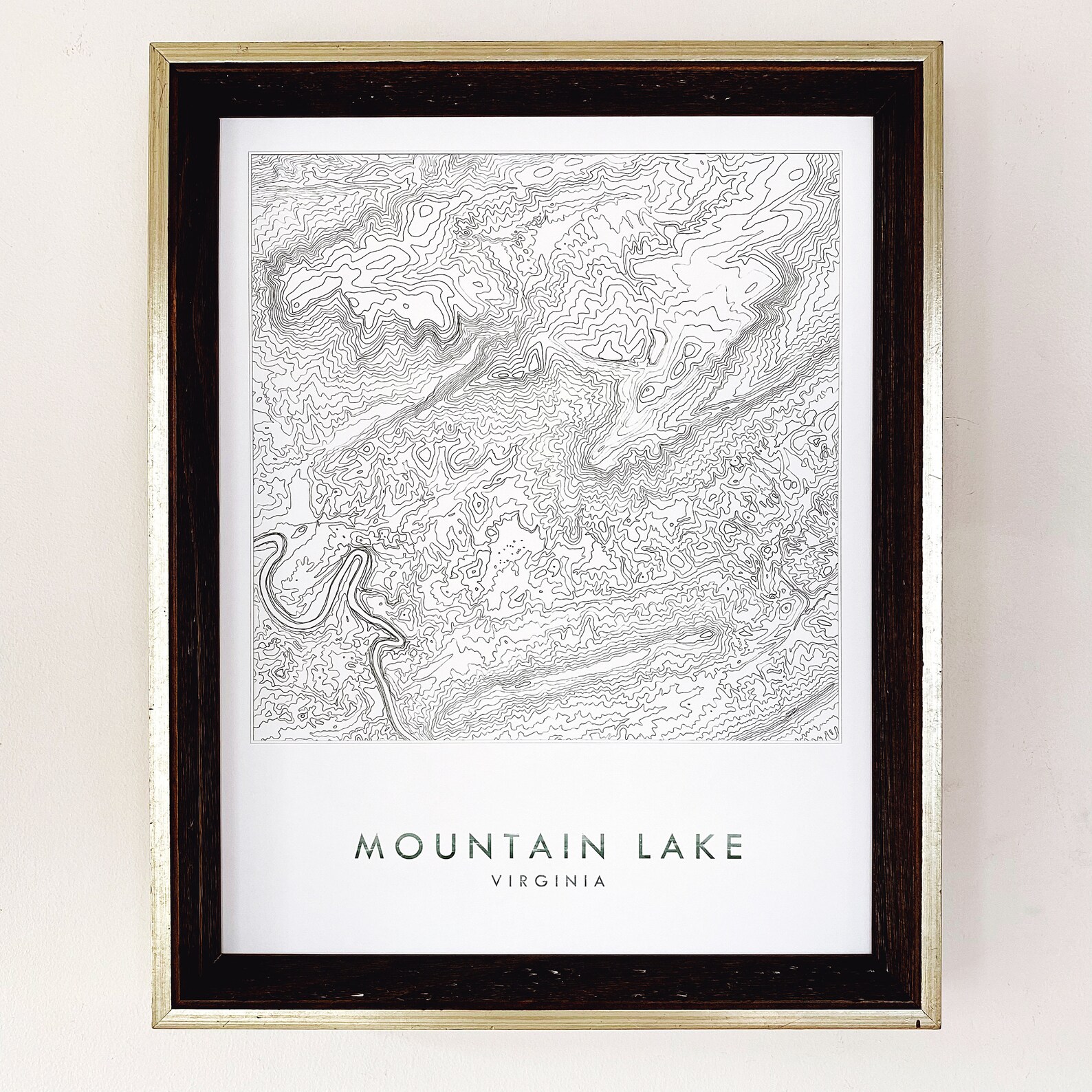 Mountain Lake VIRGINIA Hand Drawn Topographic Map Drawing (art Print ...