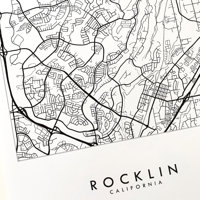 ROCKLIN California Map Hand Drawn Street Map City Map Drawing | Etsy