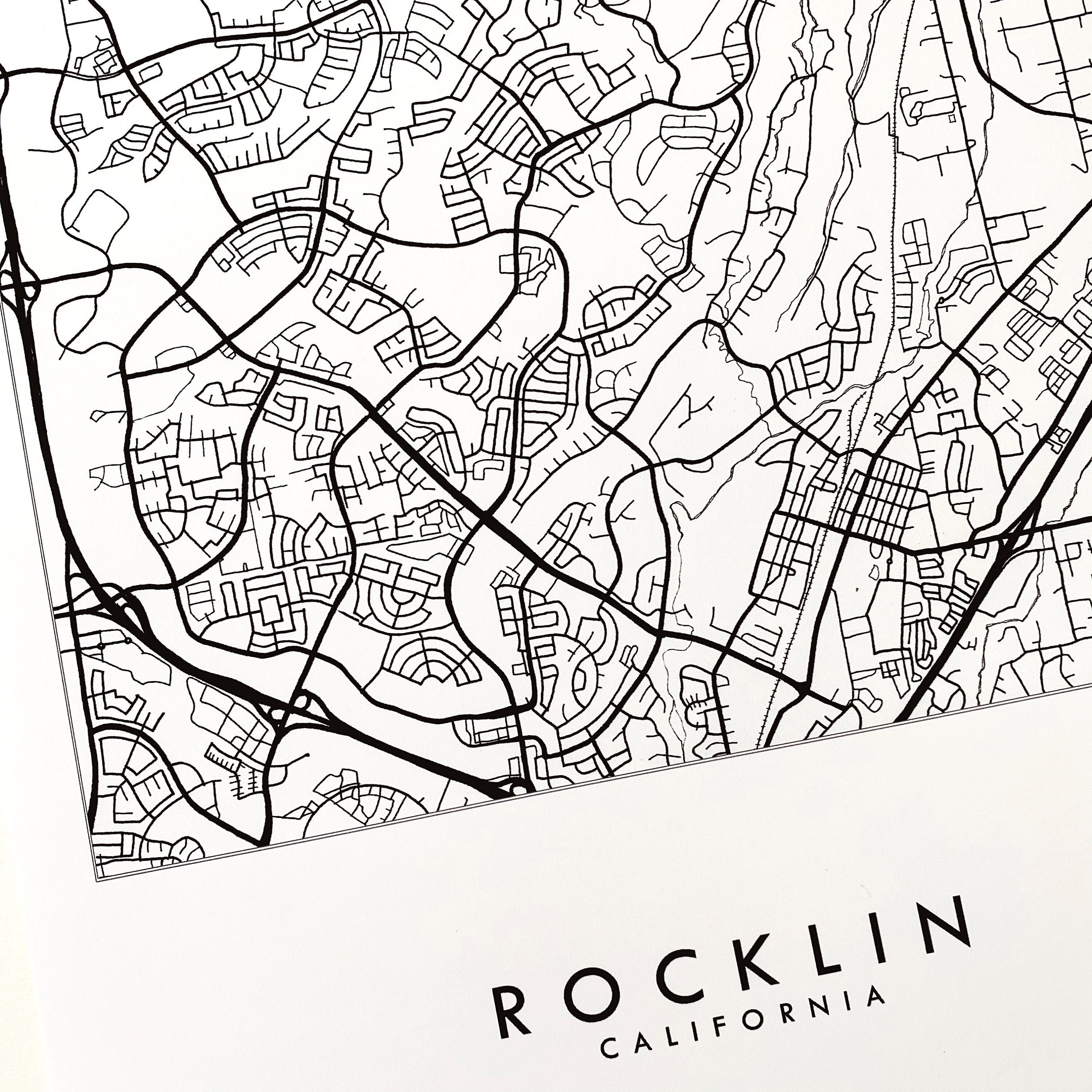 ROCKLIN California Map Hand Drawn Street Map City Map Drawing - Etsy UK
