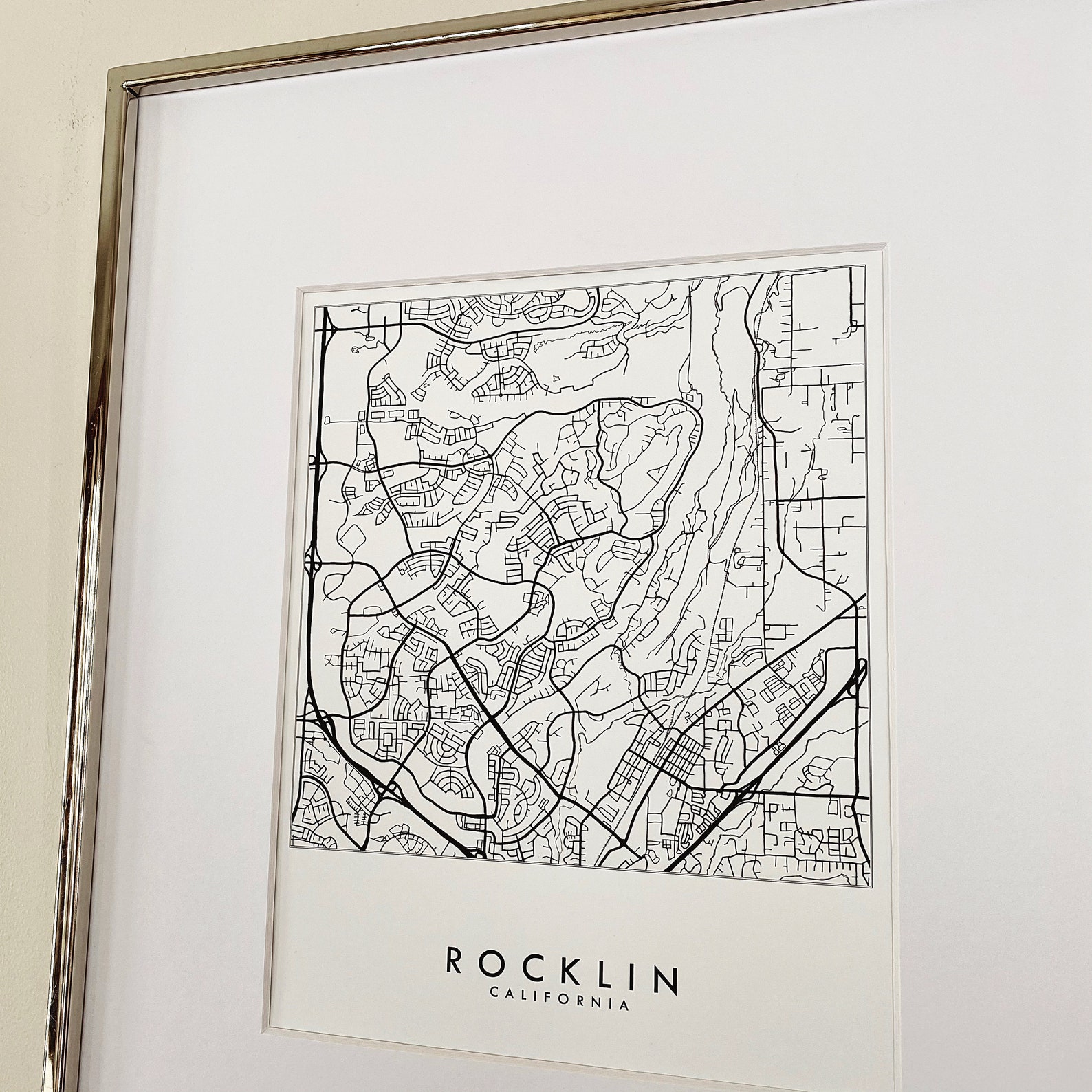 ROCKLIN California Map Hand Drawn Street Map City Map Drawing | Etsy
