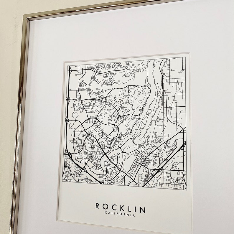 ROCKLIN California Map Hand Drawn Street Map City Map Drawing | Etsy