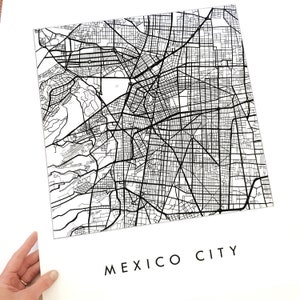 MEXICO CITY Map Hand Drawn Street Map Mexico City Map Drawing Black and ...