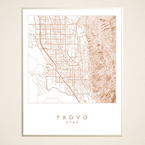 PROVO Hand Drawn Map Topographical City Map Utah Drawing Black White ...