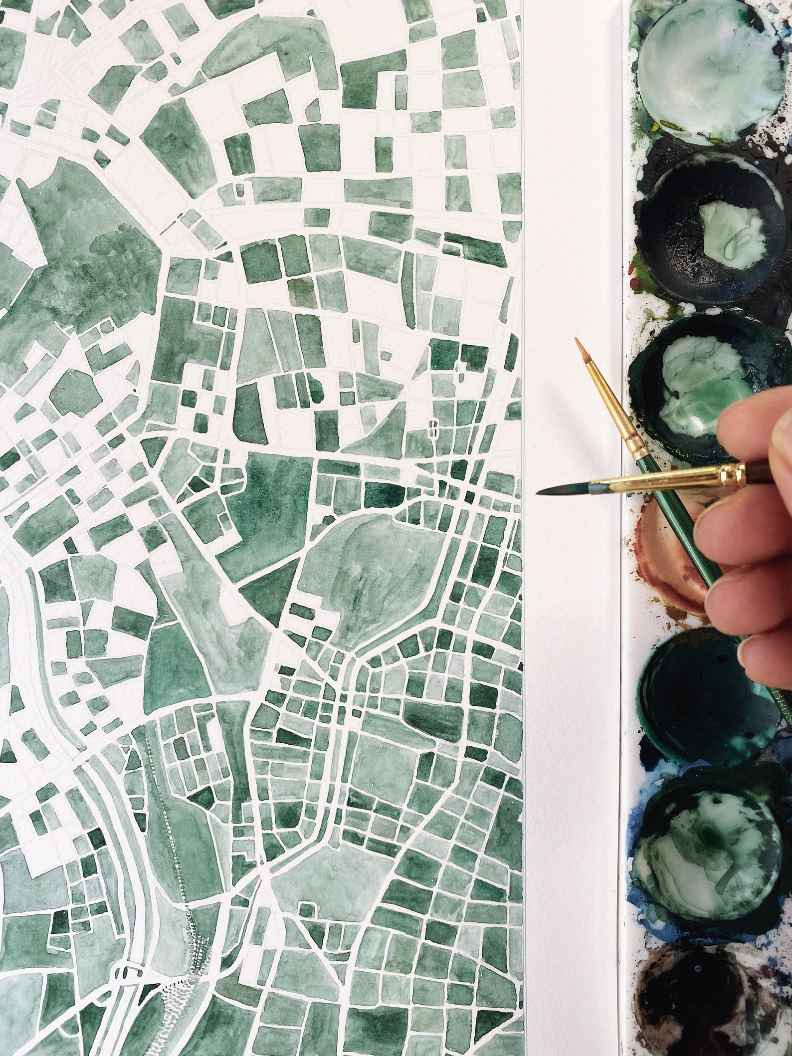 VIENNA Map Hand Painted Watercolor Map Print AUSTRIA City Block Plan ...