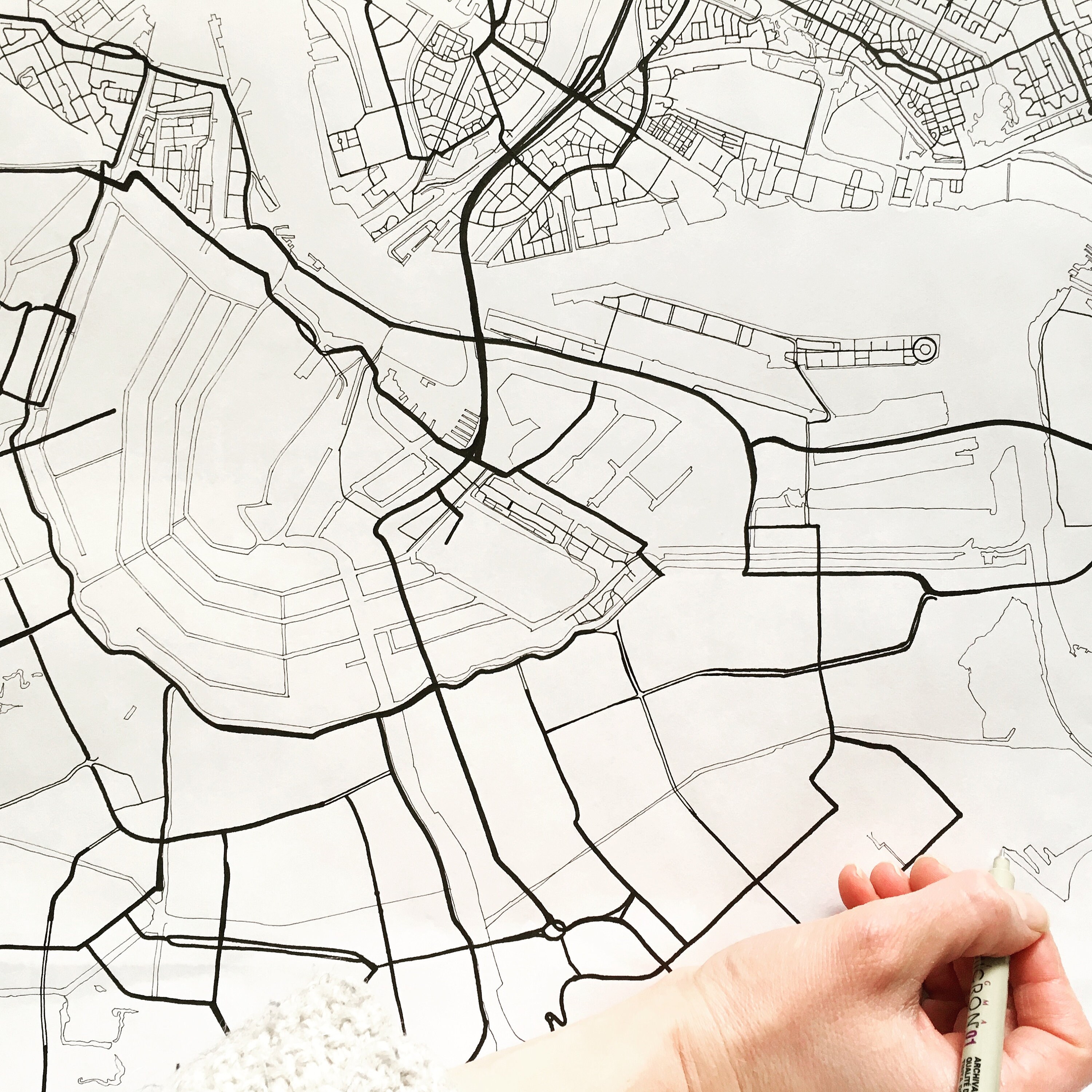 AMSTERDAM Map Hand Drawn Street Map the NETHERLANDS City Map | Etsy