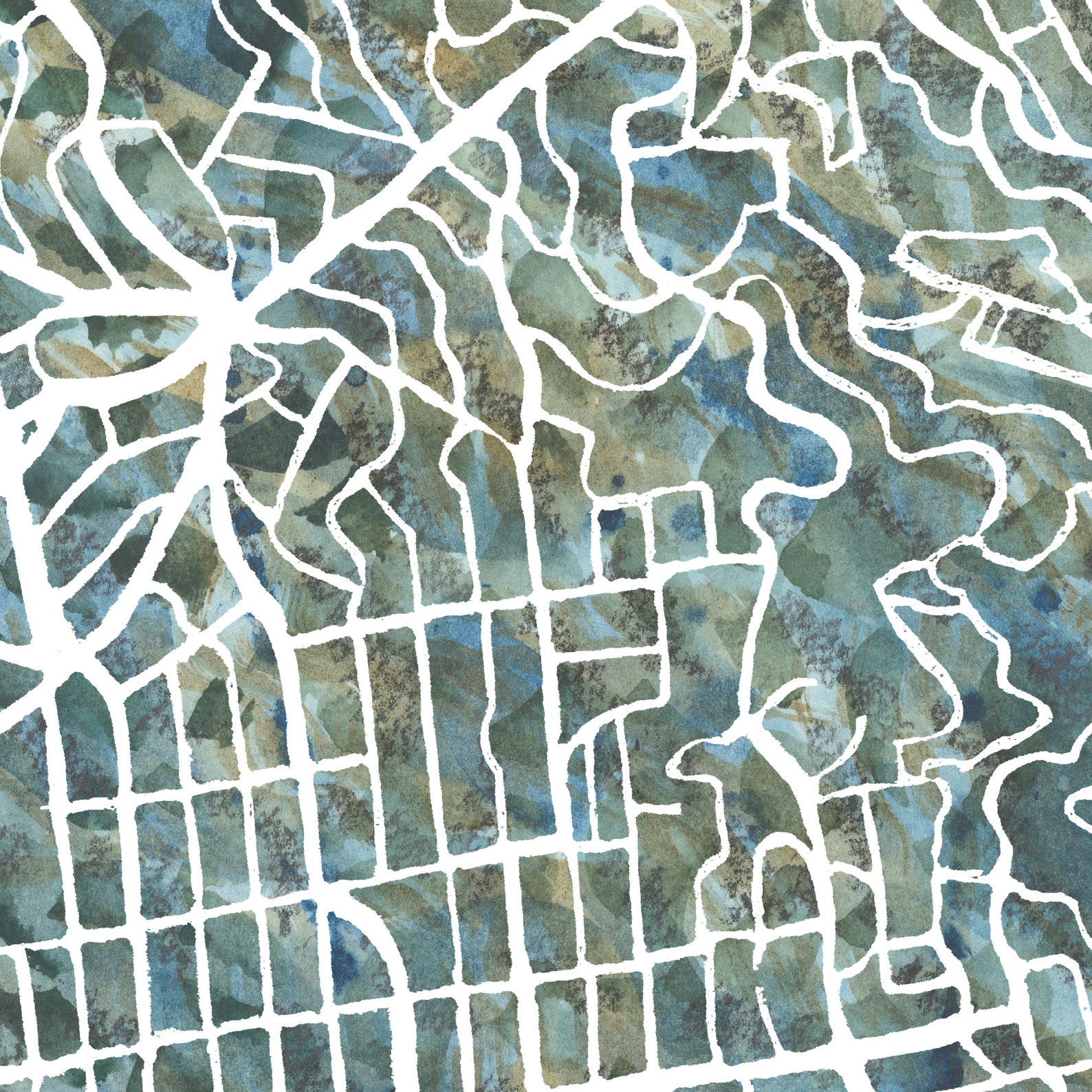 BERKELEY Map Urban Fabric Watercolor Texture Painting CALIFORNIA City ...
