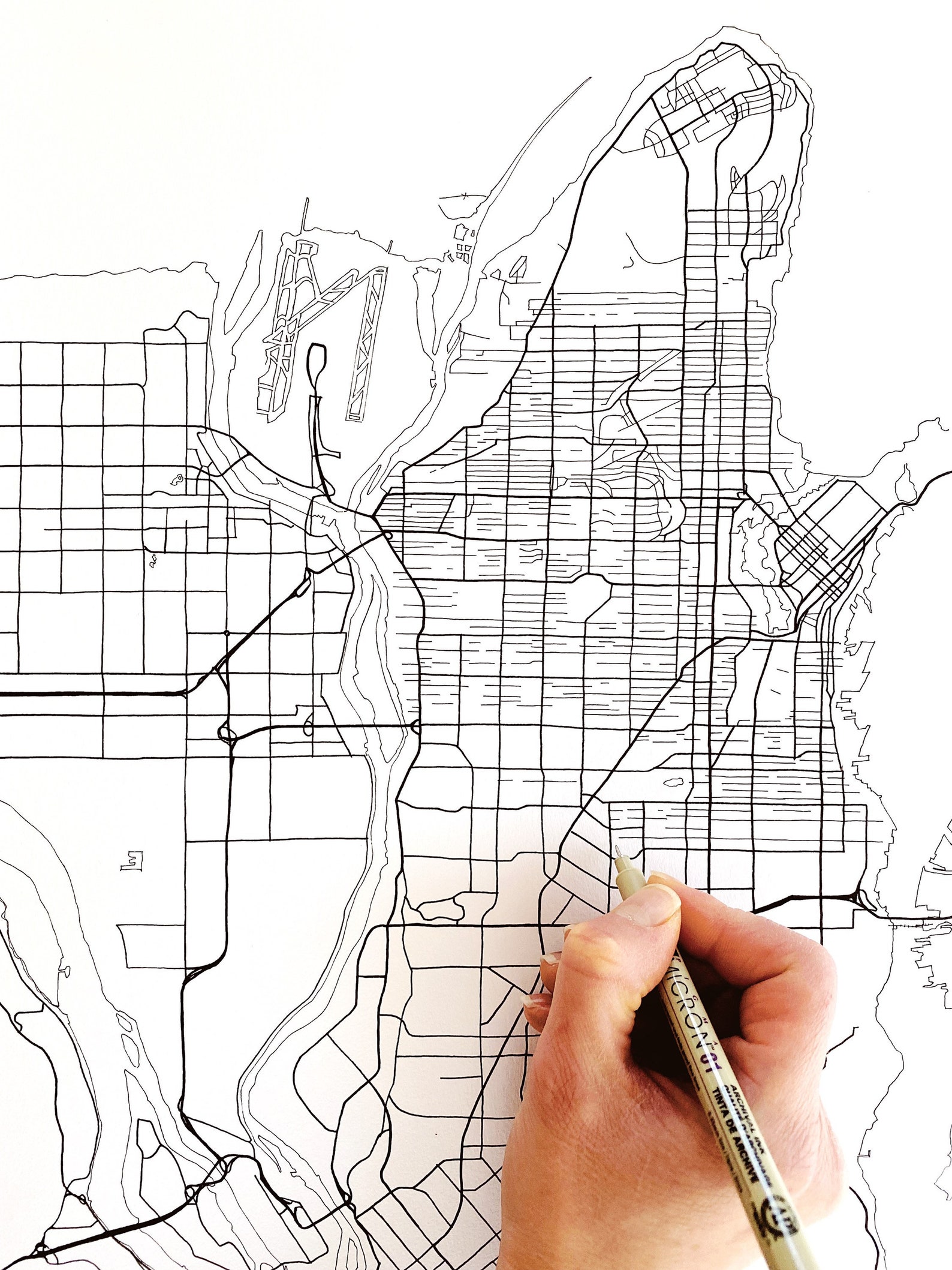 VANCOUVER British Columbia Map Hand Drawn Street Map BC Canada Map ...