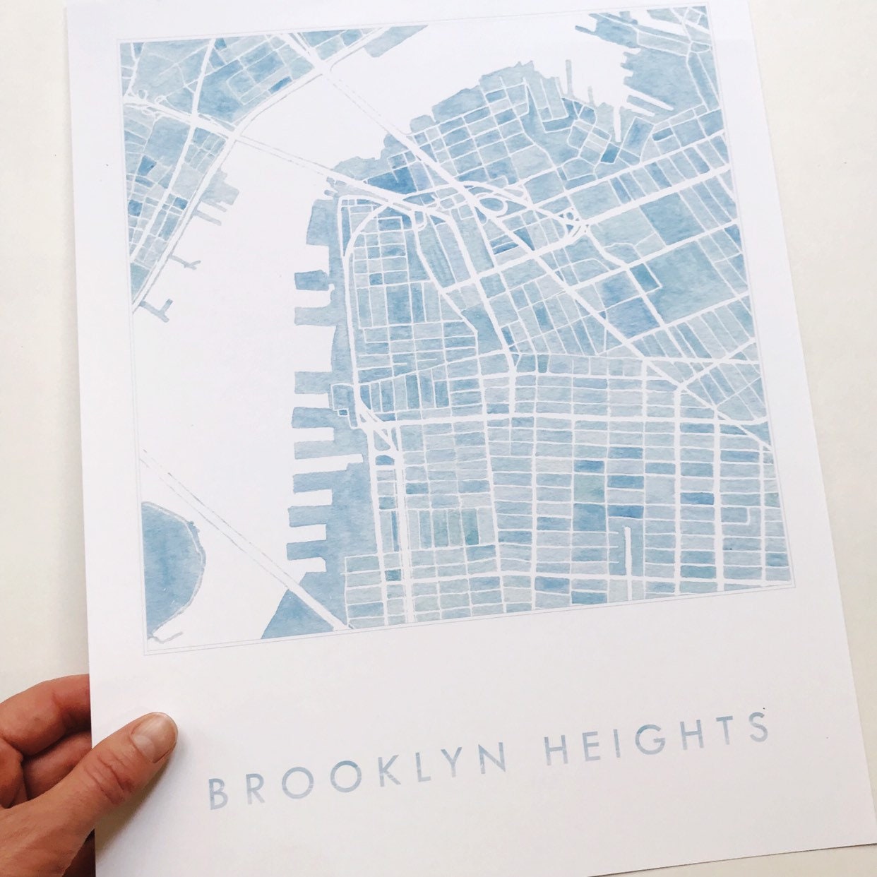 BROOKLYN HEIGHTS Downtown Brooklyn Map Watercolor Print New York City ...