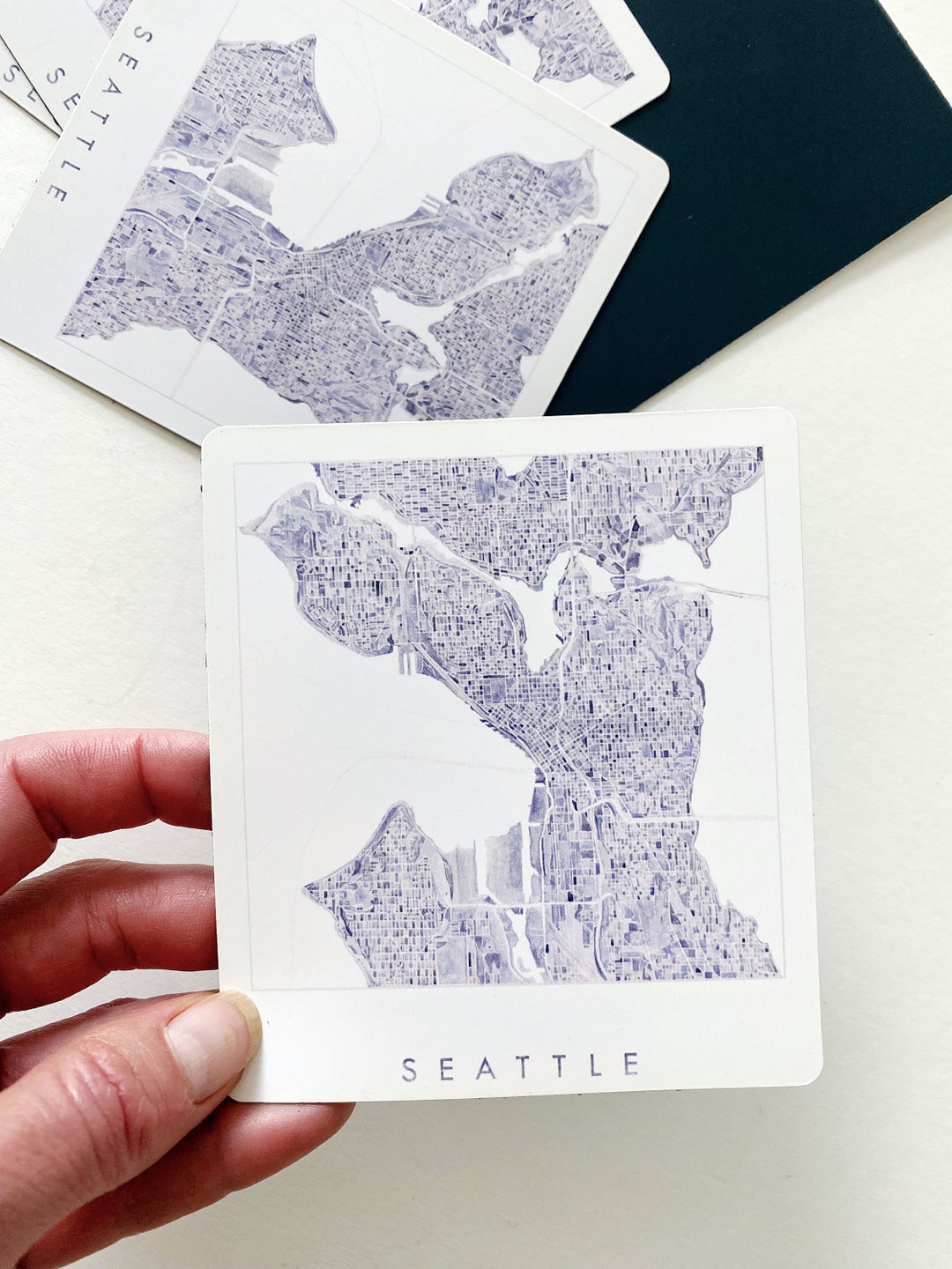 SEATTLE Washington Map Watercolor City Block Plan (MAGNET) PNW Realtor ...