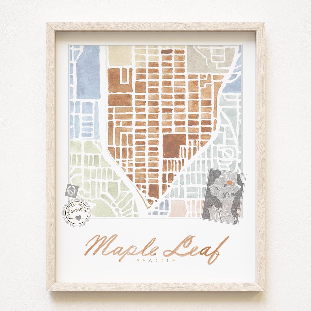 MAPLE VALLEY Seattle Neighborhood Map Watercolor Print WASHINGTON City ...