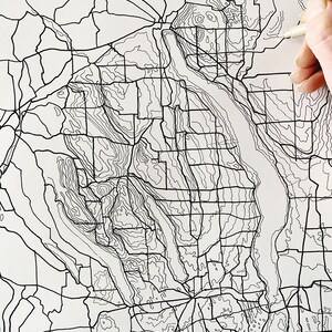FINGER LAKES Hand Drawn Map New York Topographic Drawing (art Print ...