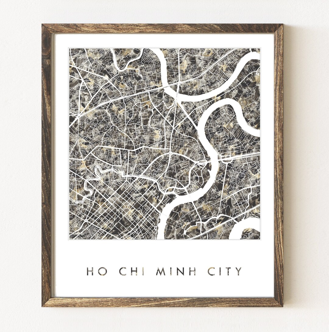 Saigon Ho Chi Minh City Map Urban Fabric Watercolor Texture Painting ...