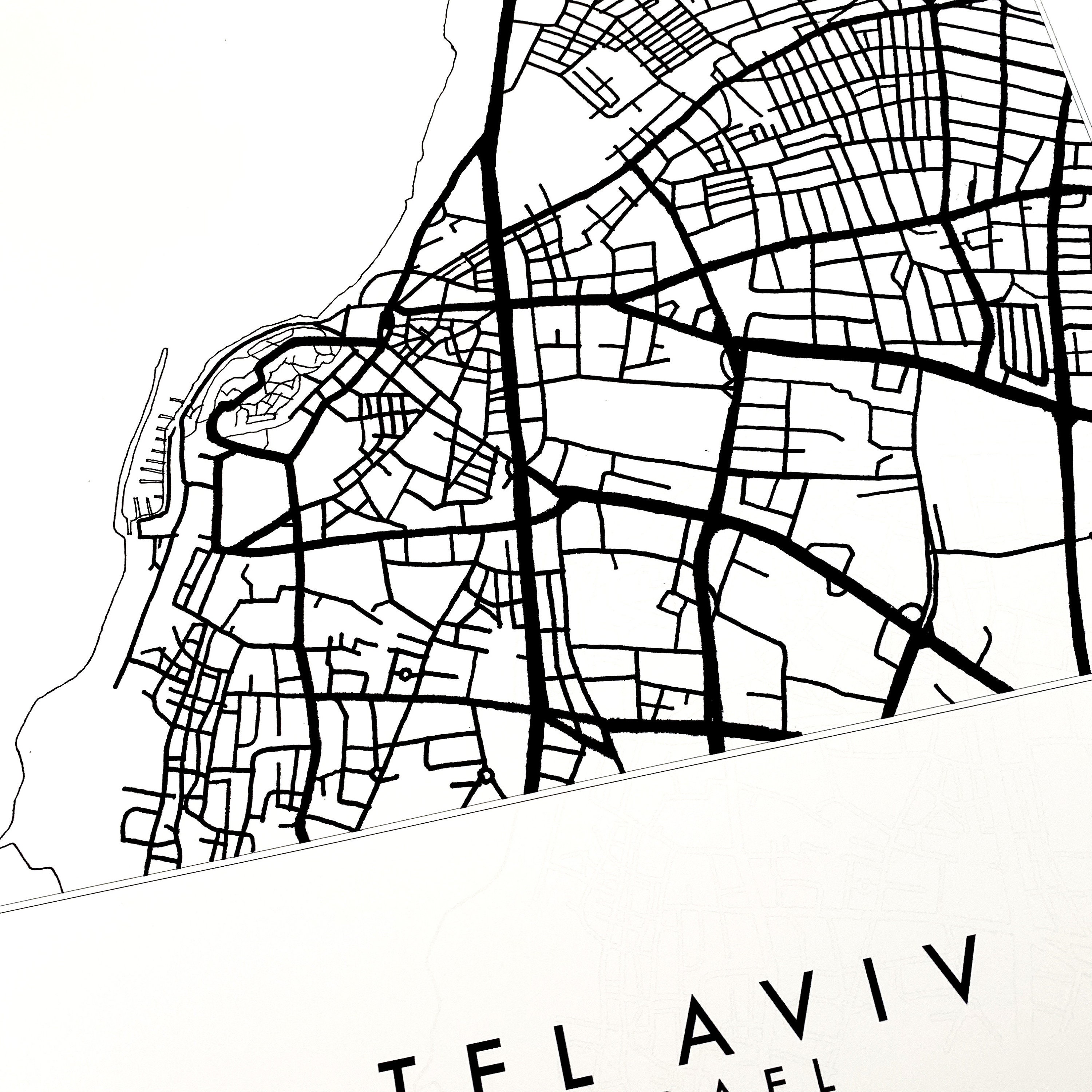 TEL AVIV Yafo Jaffa Map Hand Drawn Street Map Israel City Map Drawing ...