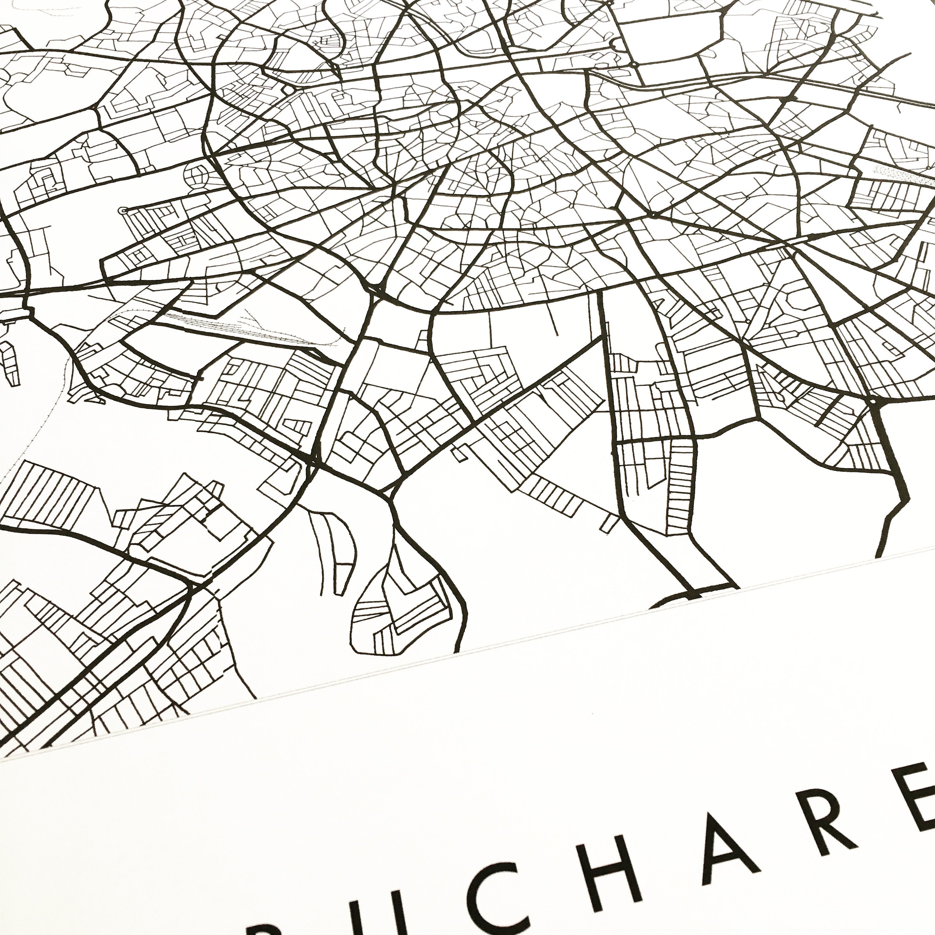 BUCHAREST Map Hand Drawn Street Map ROMANIA City Map Drawing - Etsy ...