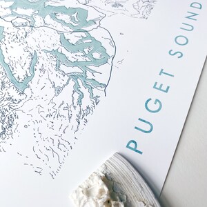 PUGET SOUND Topographic Ferry Map Washington (art Print) Seattle Tacoma ...