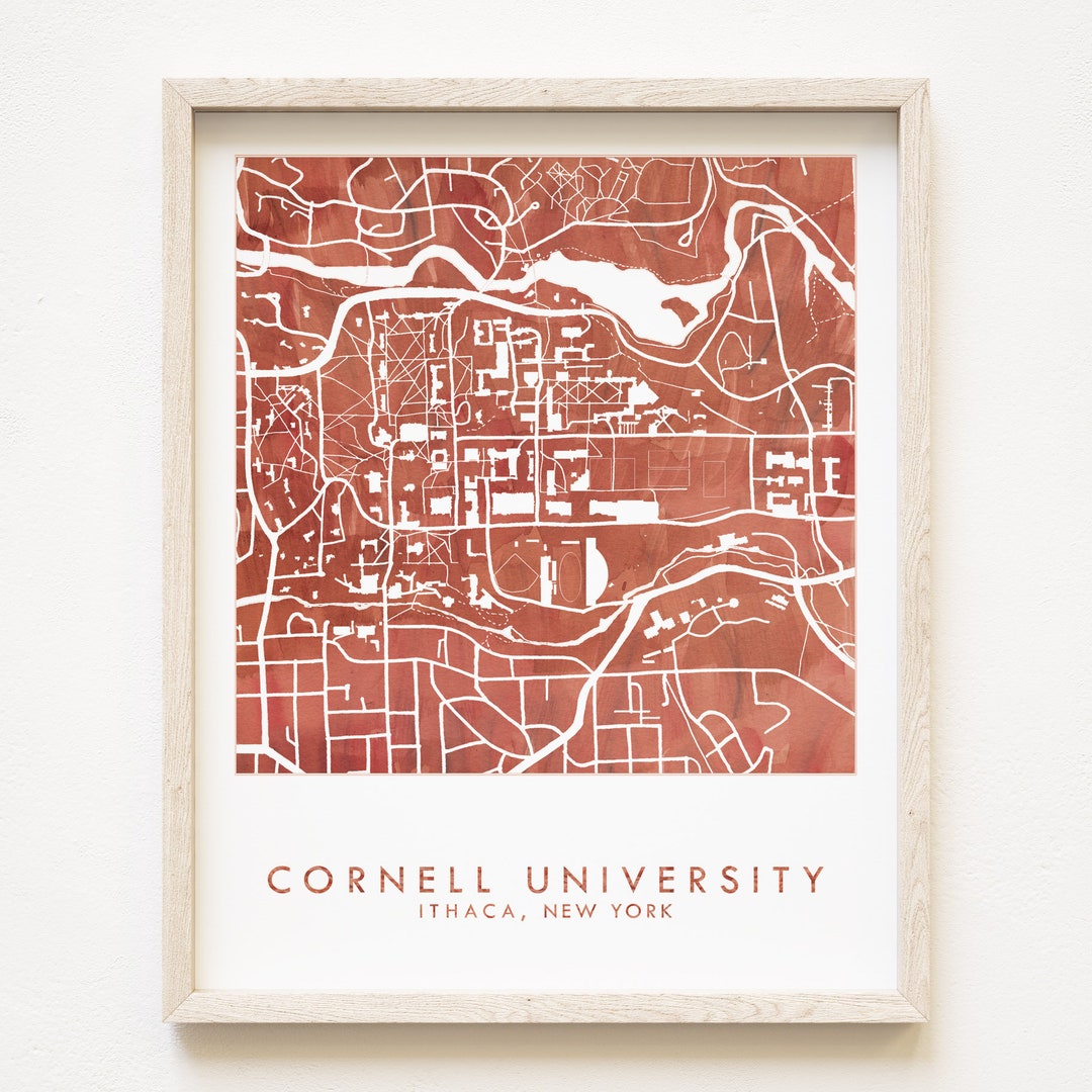 CORNELL University Campus Watercolor Map (art Print) ITHACA New York ...