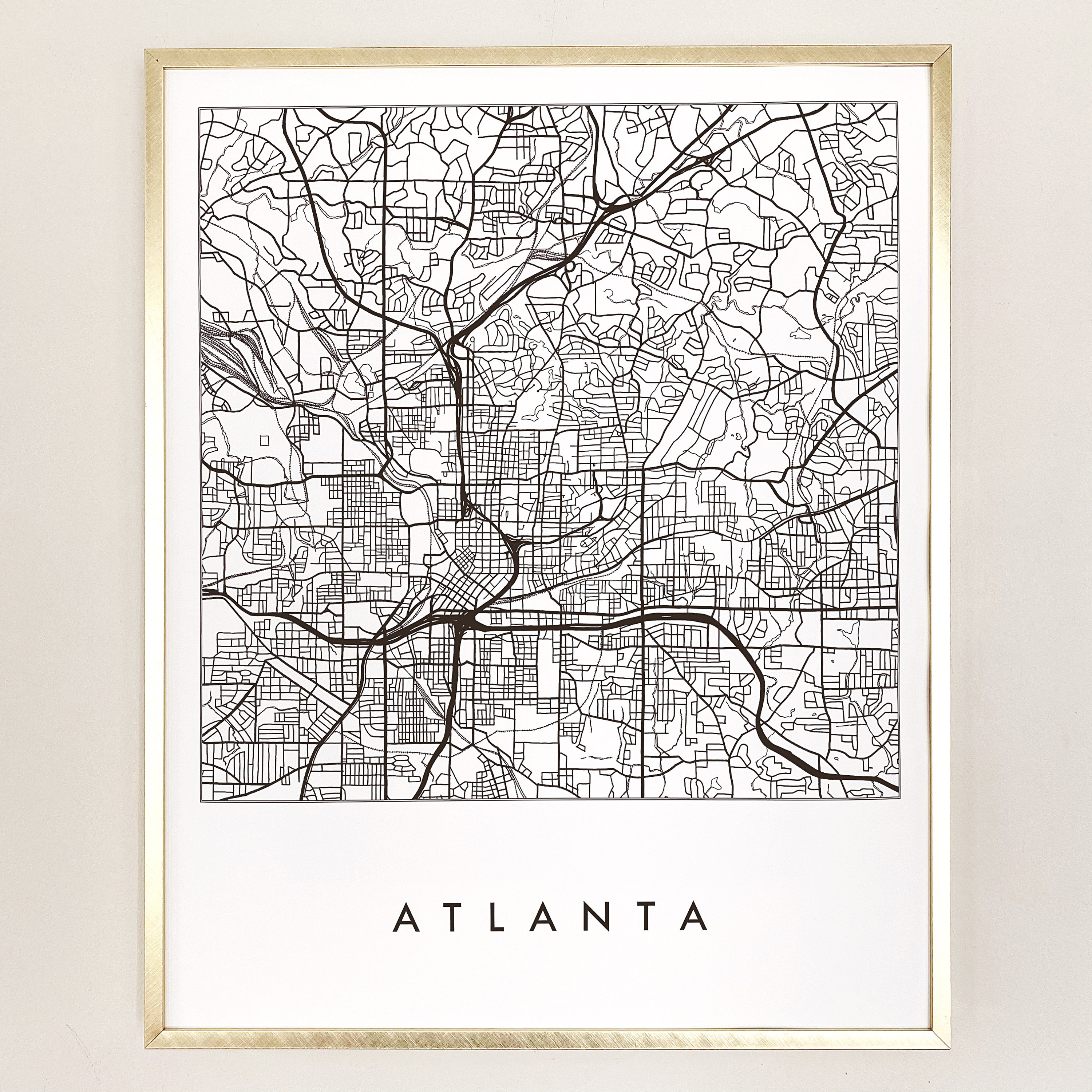 ATLANTA Map Street Map Georgia City Map Drawing Black and | Etsy