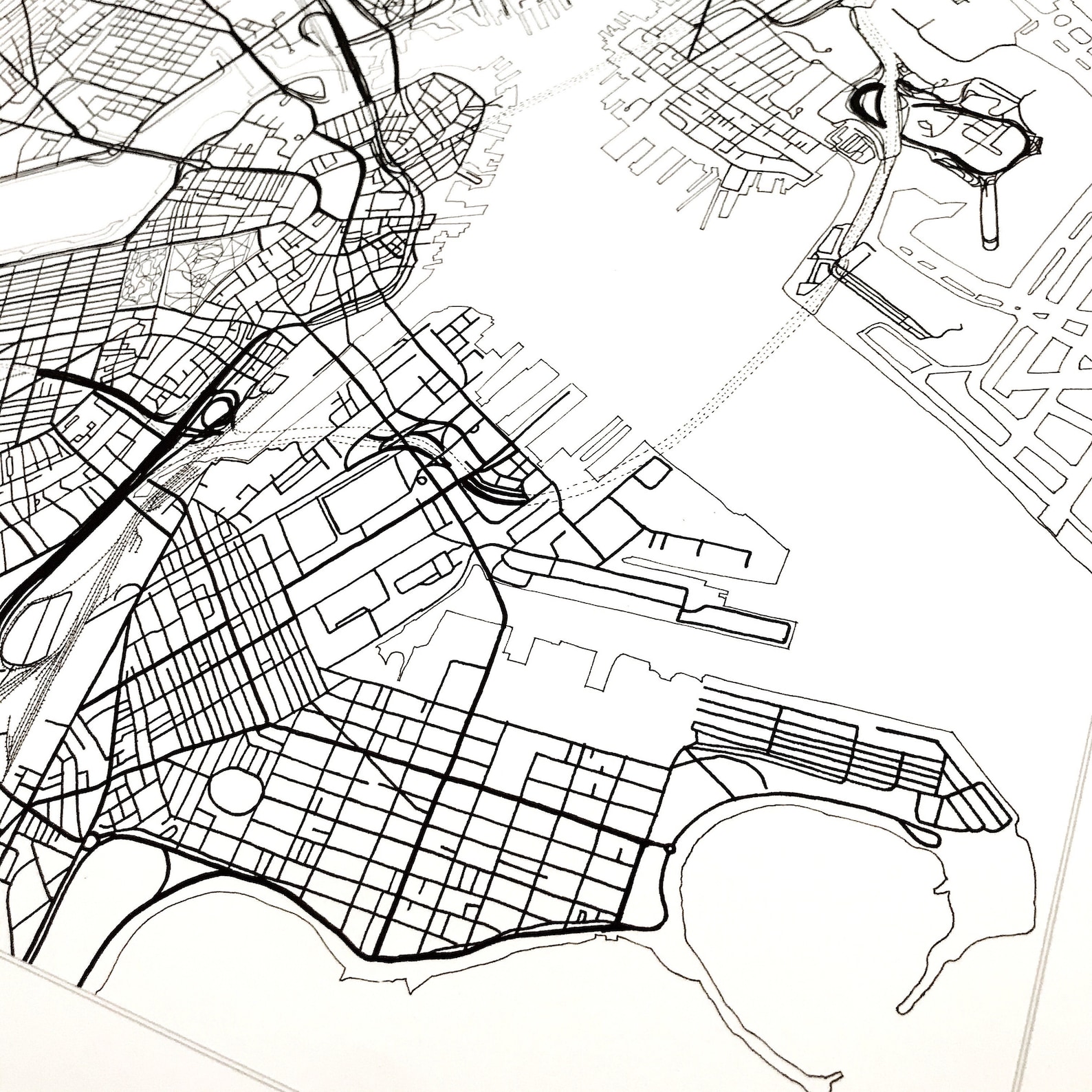 Greater BOSTON Map Street Map MASSACHUSETTS City Map Drawing - Etsy