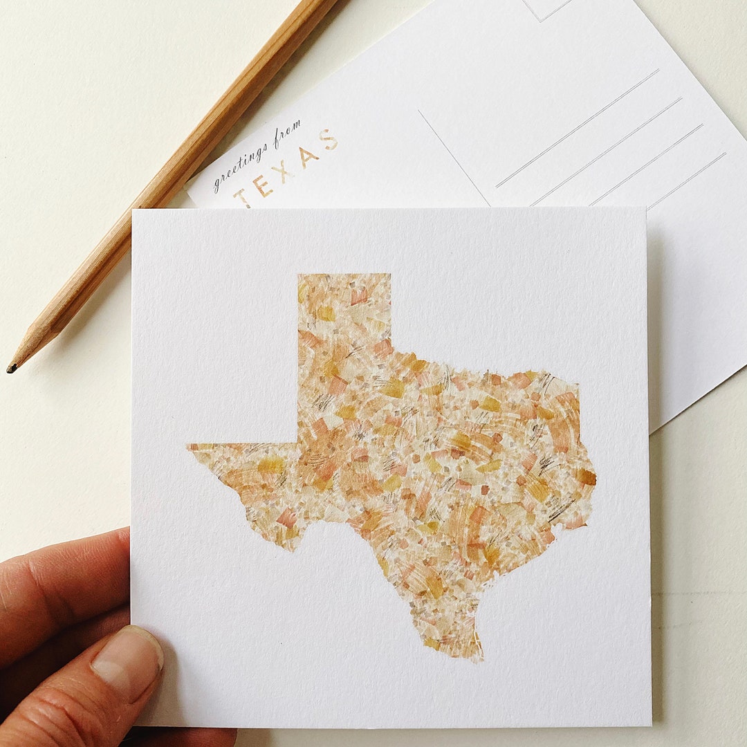 TEXAS Watercolor Map POSTCARD US State Map Wedding Favor Travel ...