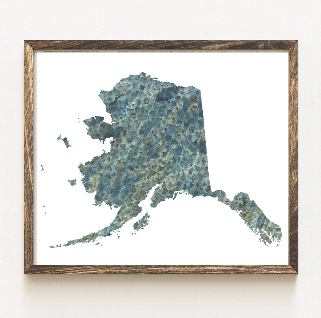 ALASKA State Map Map Urban Fabric Watercolor Texture Painting Map Wall ...