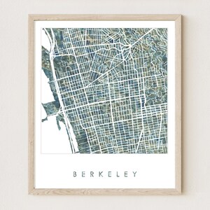 BERKELEY Map Urban Fabric Watercolor Texture Painting CALIFORNIA City ...