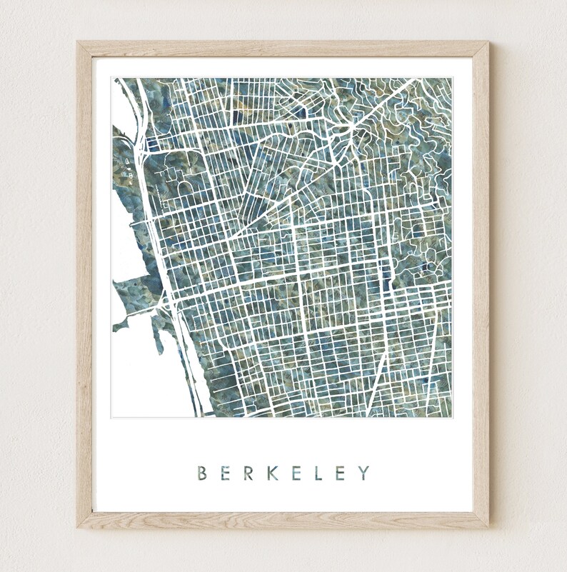 BERKELEY Map Urban Fabric Watercolor Texture Painting | Etsy