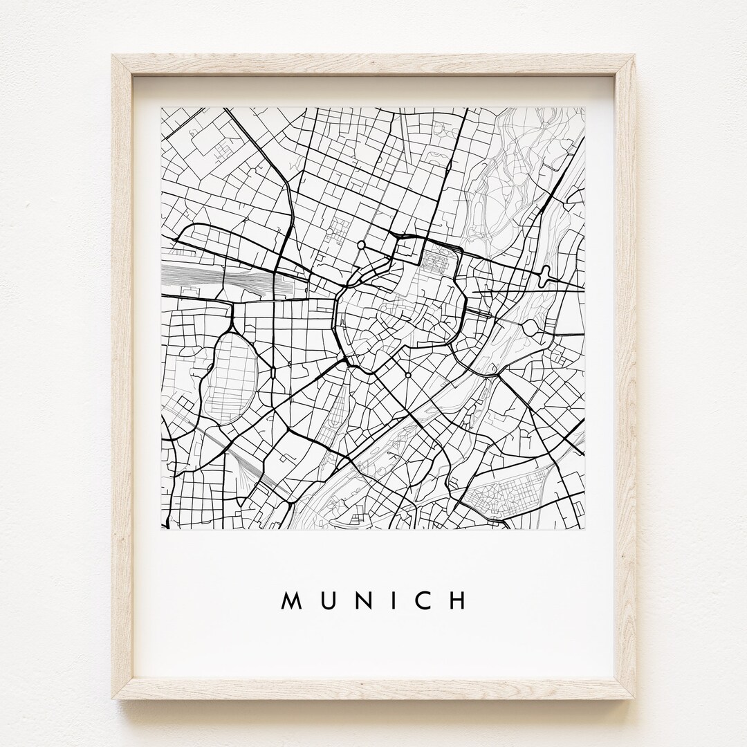 MUNICH Map Hand Drawn Street Map Print GERMANY City Map (art Print ...