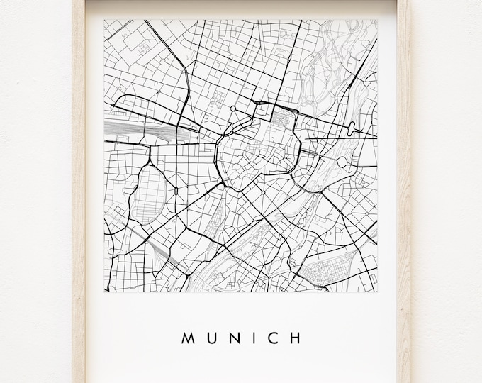 Munich City Map Download, Germany Map Print, München Map Art, Deutsche ...