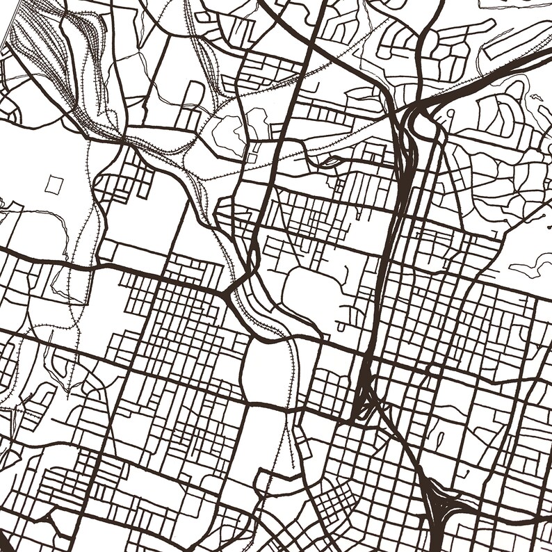 ATLANTA Map Street Map Georgia City Map Drawing Black and - Etsy