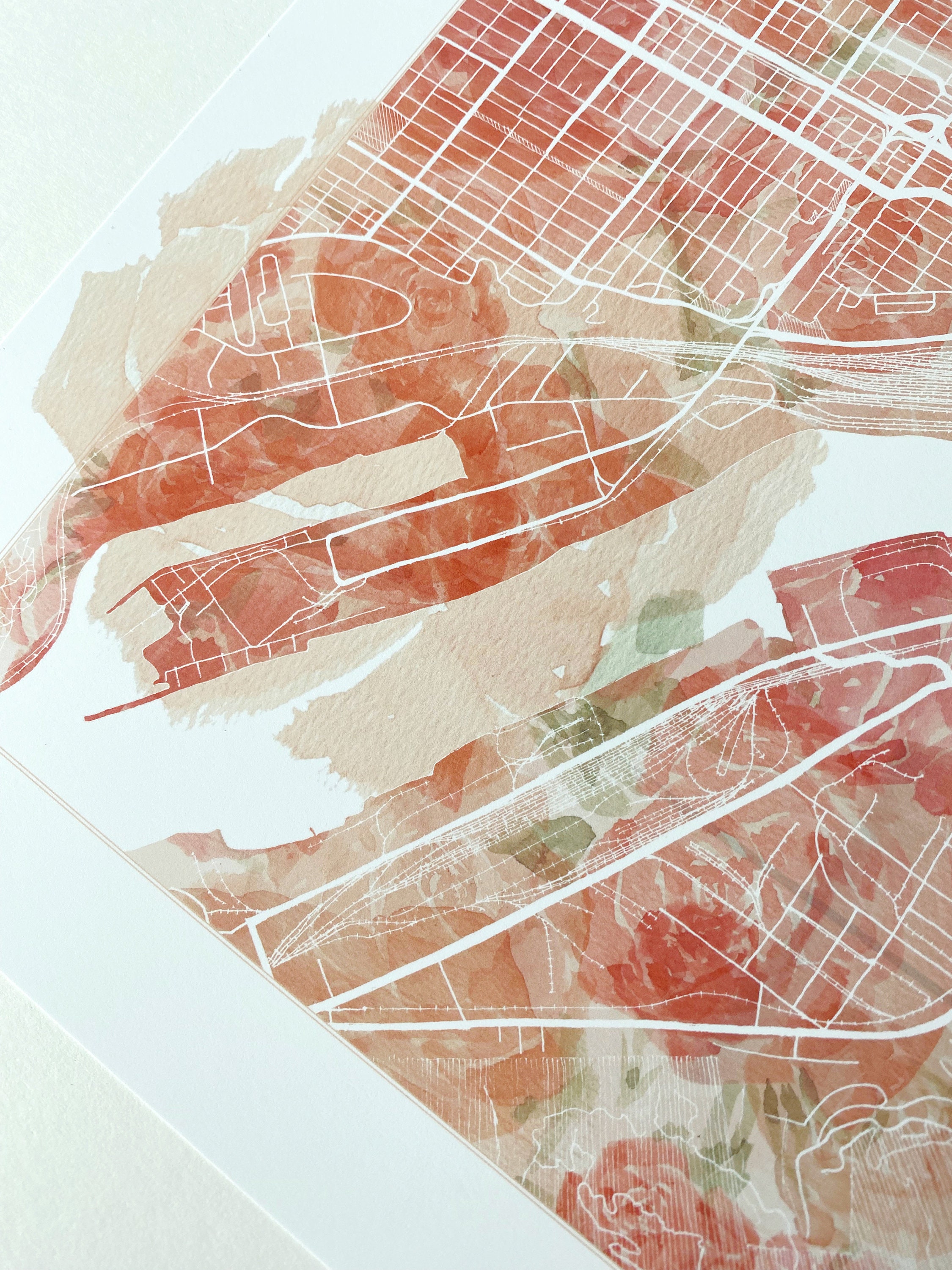 PORTLAND Map Roses Botanical Map Painting OREGON (art Print) Flora ...