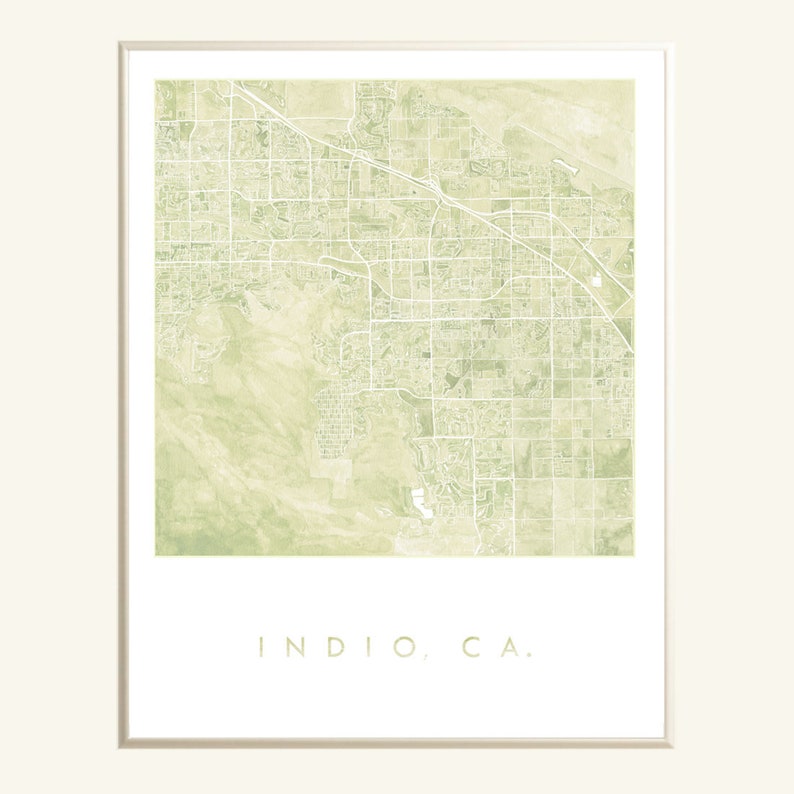 INDIO Palm Desert Map Watercolor Print California City Block - Etsy
