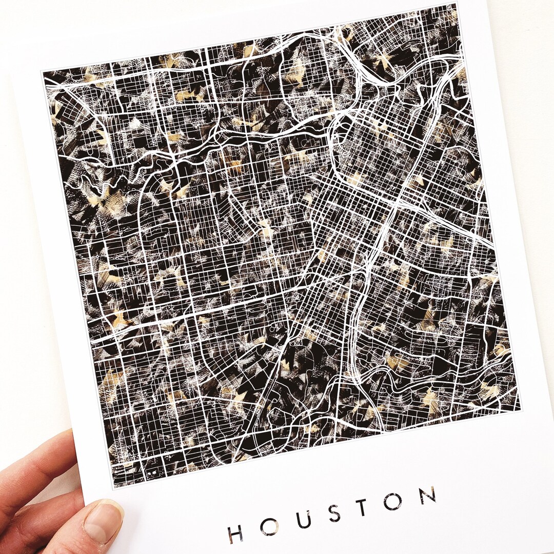 HOUSTON Map Urban Fabric Watercolor Texture Painting Texas City Plan ...