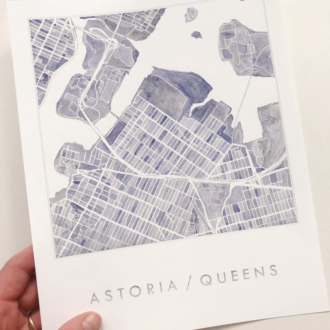 ASTORIA Queens Map Watercolor Print New York City Map Block - Etsy