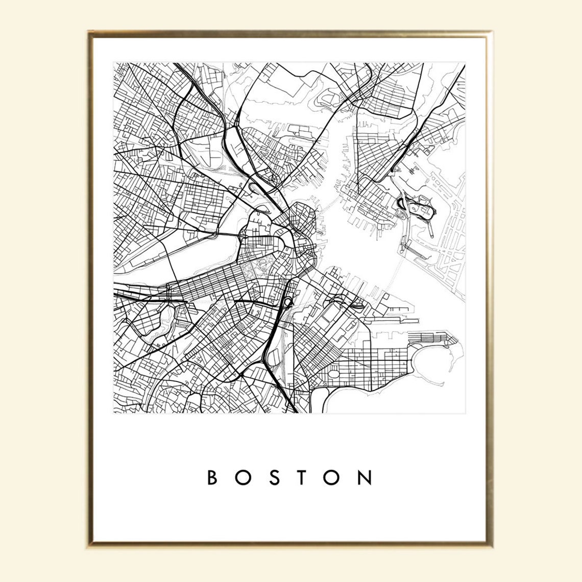 Greater BOSTON Map Street Map MASSACHUSETTS City Map Drawing - Etsy