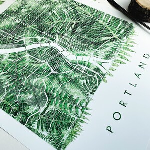 PORTLAND Map Ferns Botanical Map Painting OREGON (art Print) Flora ...