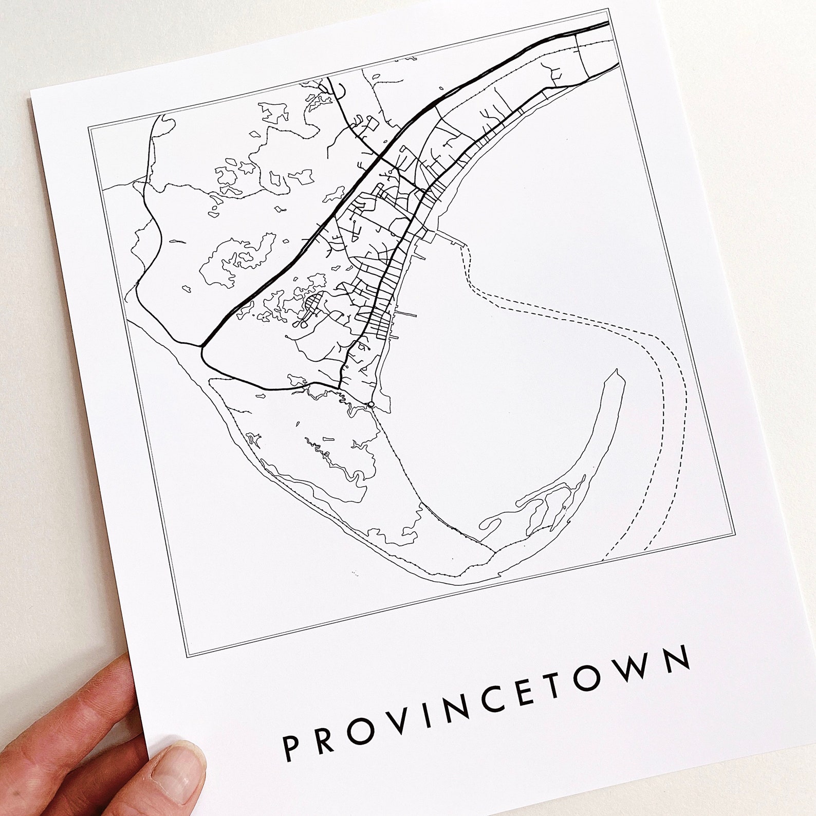 PROVINCETOWN Massachusetts Map Street Map Drawing Black and | Etsy