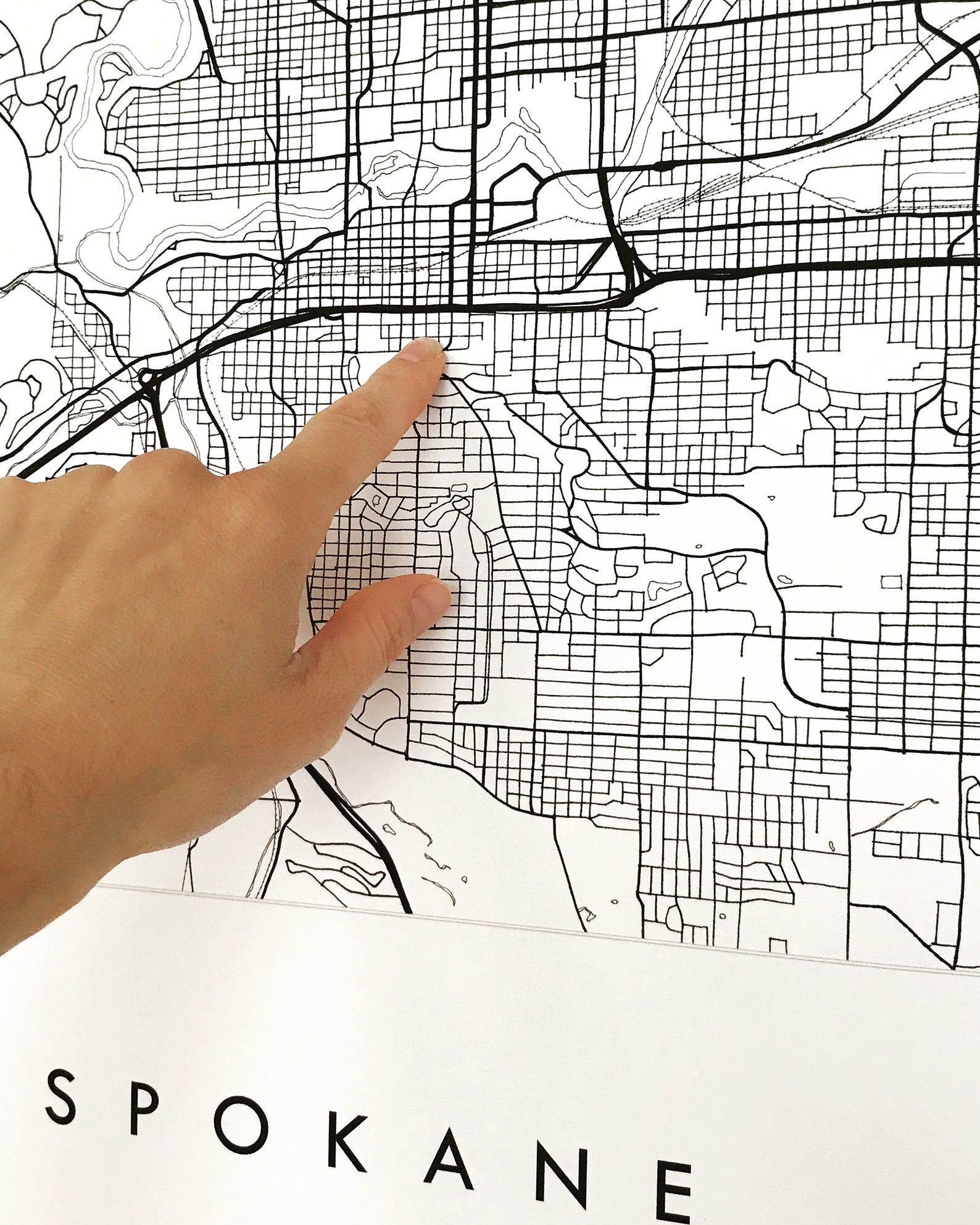 SPOKANE Map Street Map WASHINGTON City Map Drawing Black and - Etsy