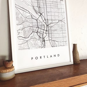 PORTLAND Map Street Map OREGON City Map Drawing Black and White (art ...