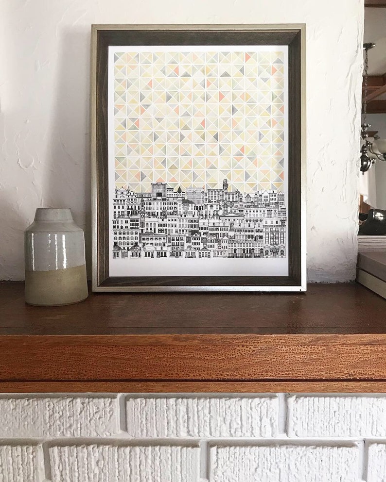 SUNRISE CITY (art Print) Cityscape Geometry Architectural Drawing New ...