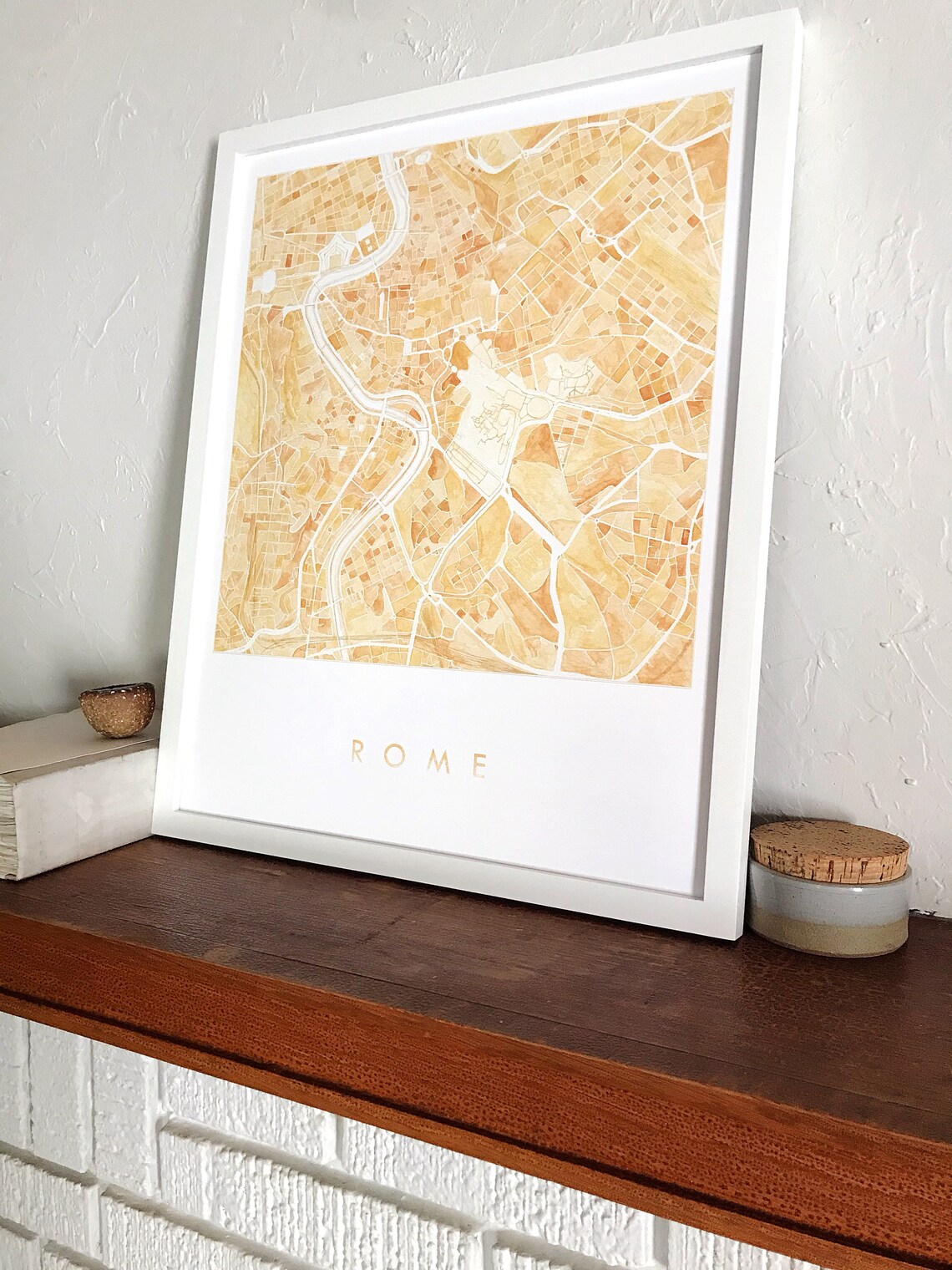 ROME Map Hand Painted Watercolor Map Print ITALY City Block - Etsy