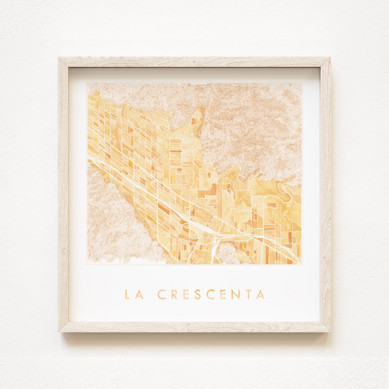 La CRESCENTA Montrose La Cañada Flintridge Topo Watercolor Map (art ...